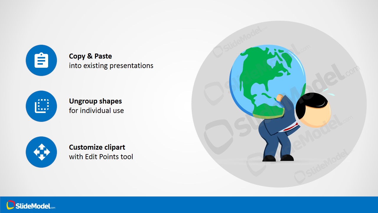 Mike Carrying the World Cartoon Illustration for PowerPoint - SlideModel