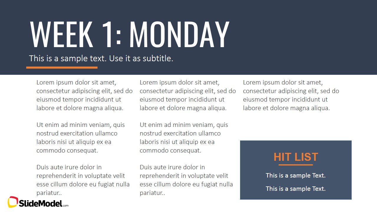 Weekly Plan Professional PowerPoint Templates & Slides