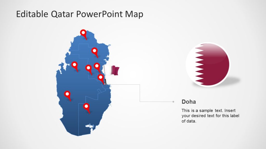Blue Editable Map Template for Qatar - SlideModel