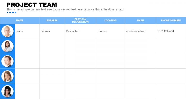 Project Team Details Chart PowerPoint - SlideModel
