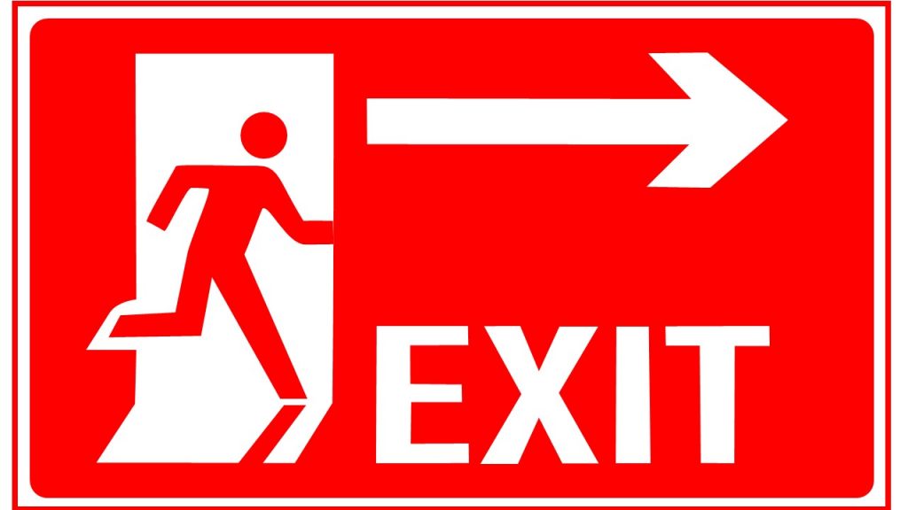 Red Color Exit Sign - PowerPoint Template - SlideModel