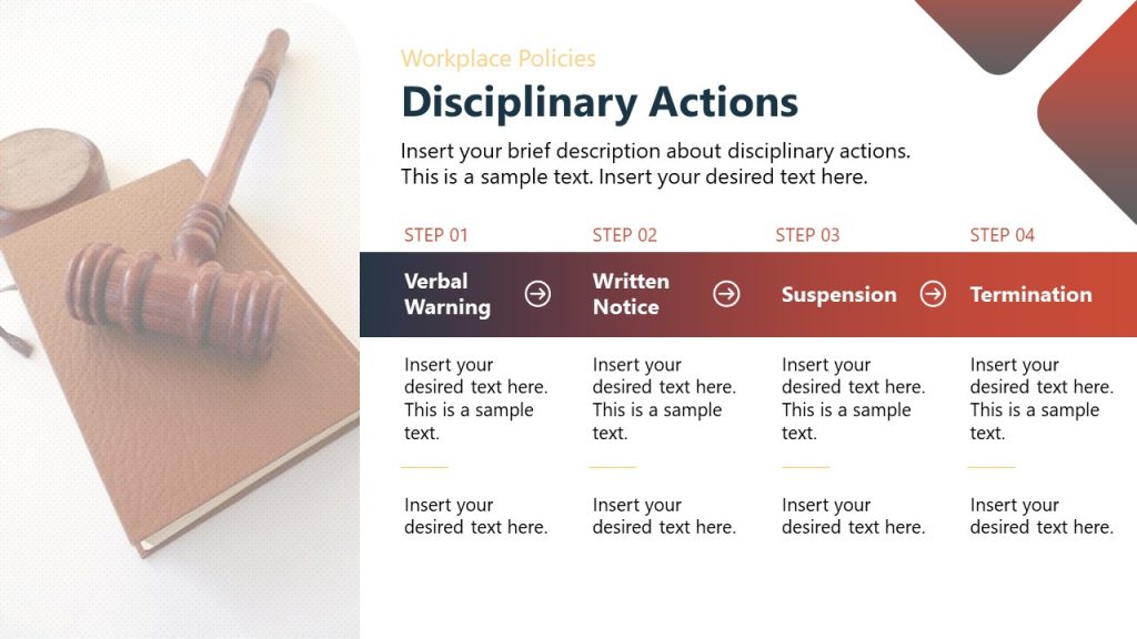 Disciplinary Actions Slide for Staff Handbook Template - SlideModel
