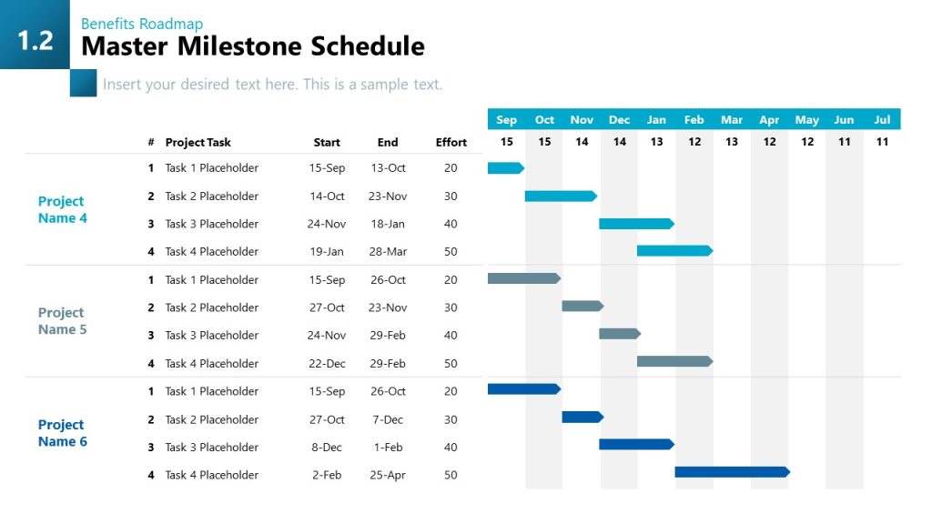 Master Milestone Schedule Slide with Calendar - SlideModel