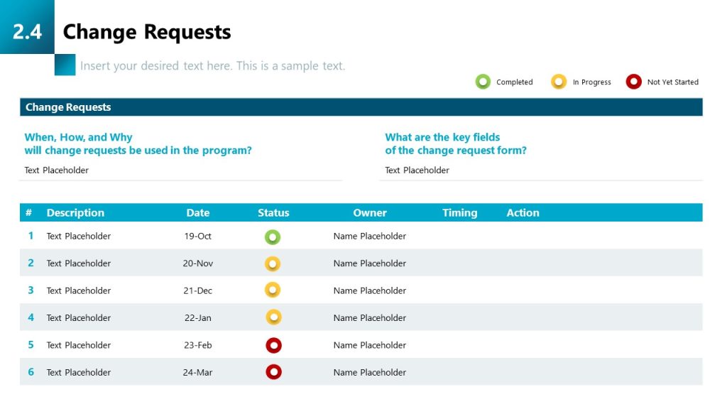 Program Management Template - Change Requests Slide - SlideModel