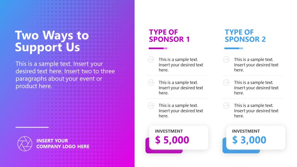 Two Ways to Support Us Slide for Sponsorship PPT Template - SlideModel