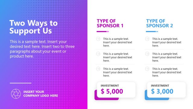 Two Ways to Support Us Slide for Sponsorship PPT Template - SlideModel