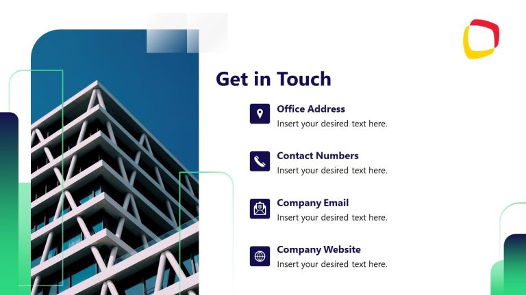 Editable Get in Touch Slide - Professional Pitch Deck Template - SlideModel