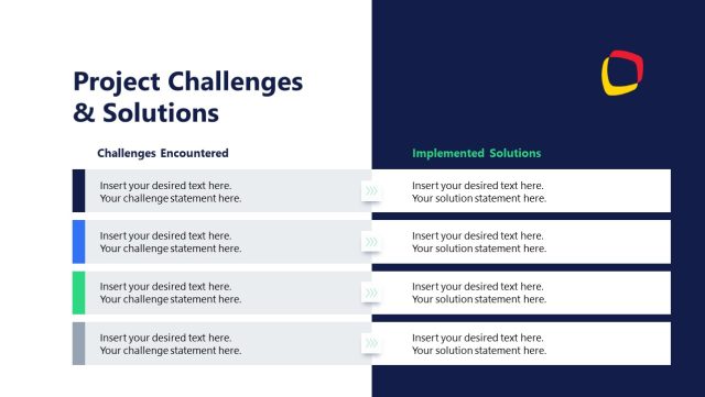Project Challenges & Solutions - Project Closure PPT Template - SlideModel