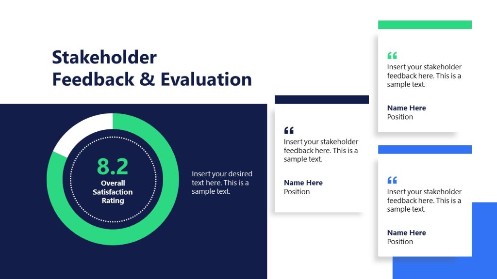 Stakeholder Feedback & Evaluation Slide with Circular Chart - SlideModel