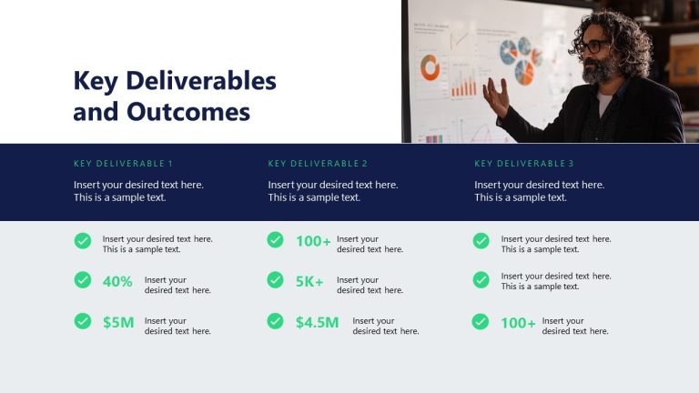Key Deliverables & Outcomes Presentation Template Slide - SlideModel