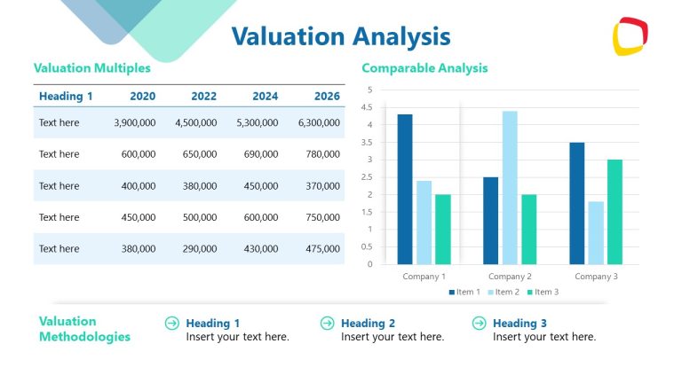 Investment Pitch Book Template - Valuation Table Slide - SlideModel