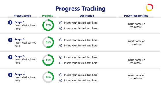 Progress Tracking Slide for Executive Project Summary Template - SlideModel