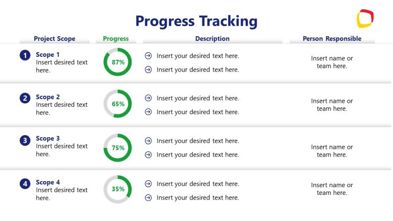 Progress Tracking Slide for Executive Project Summary Template - SlideModel