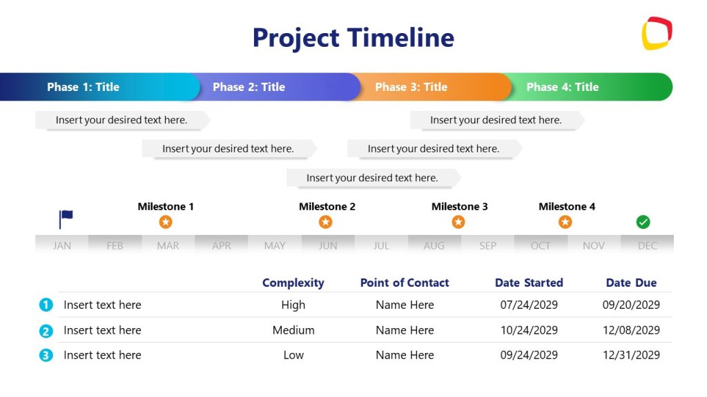Four Phase Project Timeline Slide Template - SlideModel