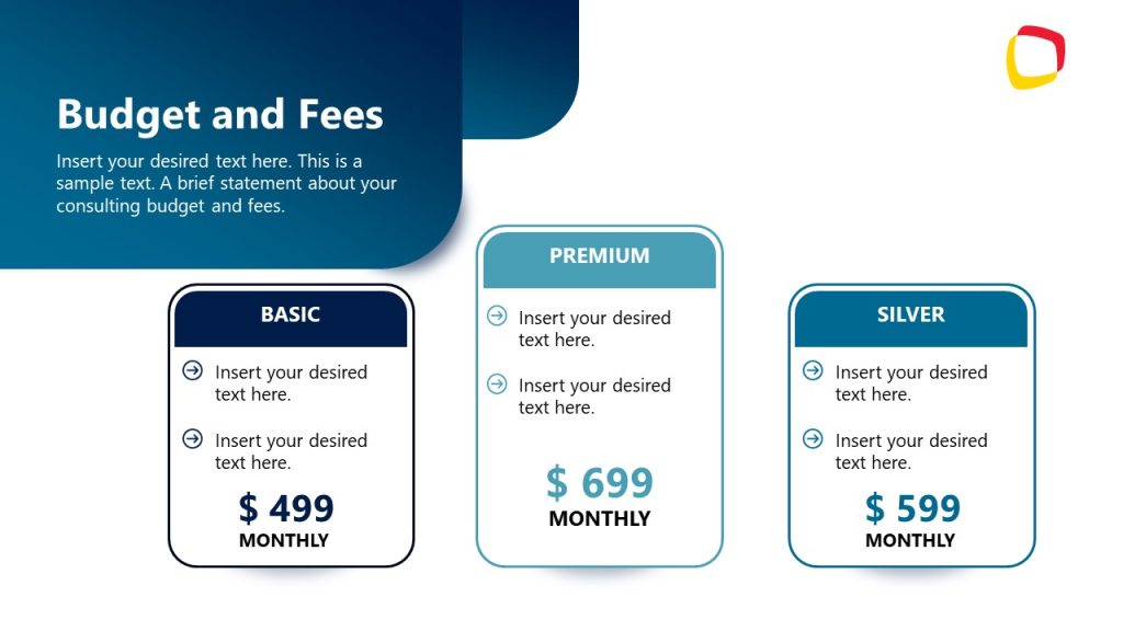 Budget & Fees Slide with Sections - SlideModel