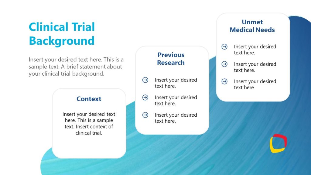 Clinical Trial Background - Text Boxes PPT Slide - SlideModel