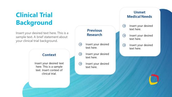 Clinical Trial Background - Text Boxes PPT Slide - SlideModel