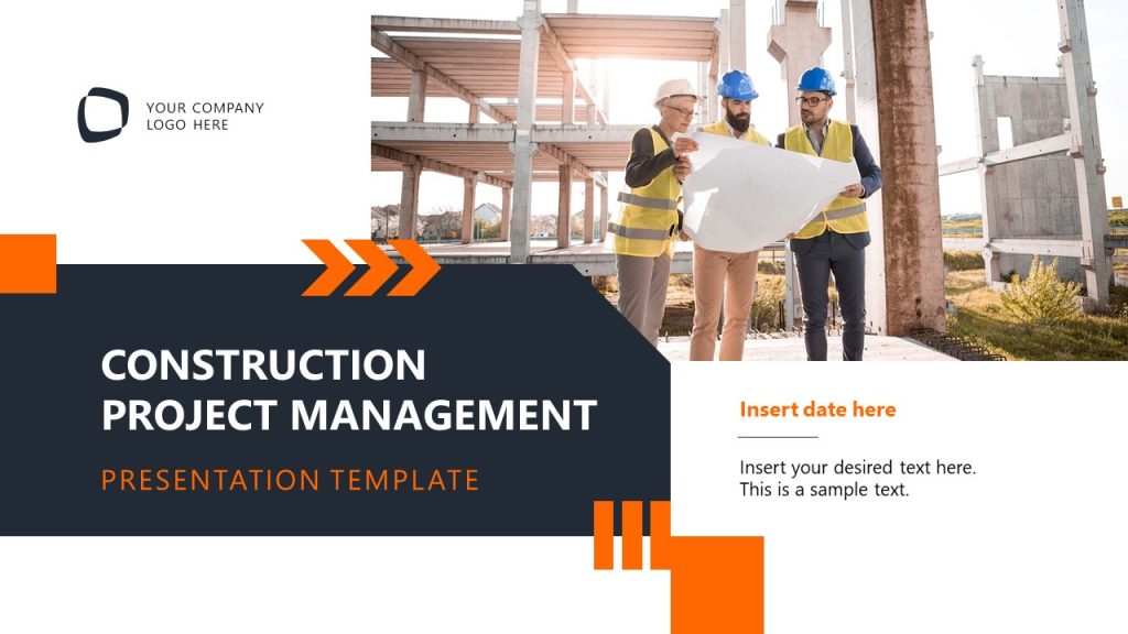 Construction Project Management PPT Template - Cover Slide - SlideModel