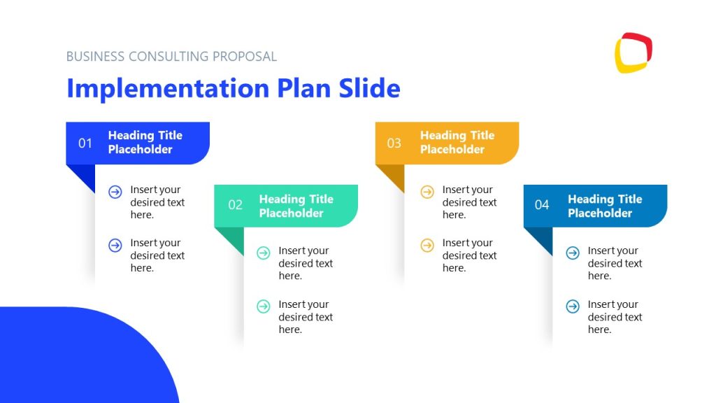 Creative Implementation Plan Slide with Stepwise Blocks - SlideModel
