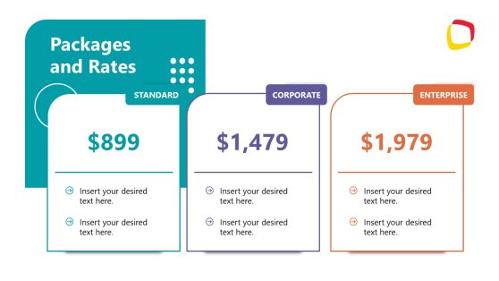 Packages and Rates Slide - UGC Portfolio Template - SlideModel