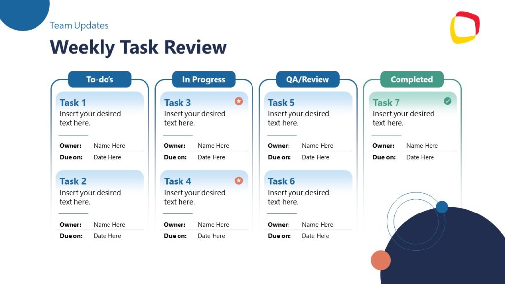 Weekly Task Review - Vertical Columns PowerPoint Slide - SlideModel