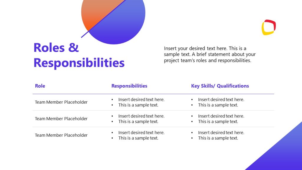 Roles & Responsibilities Table Diagram Slide - SlideModel