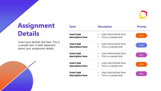 Assignment Details Presentation Slide with Table - SlideModel