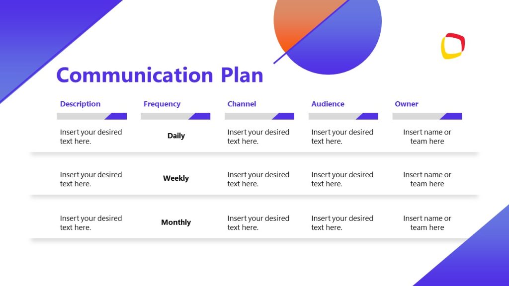 Columns Slide for Communication Plan Presentation - SlideModel