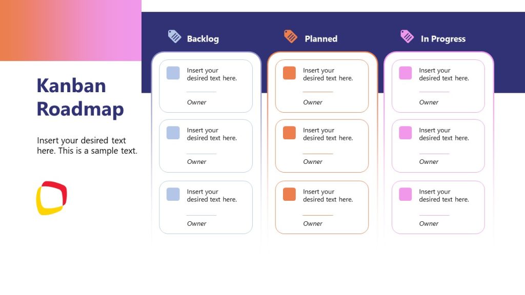 Kanban Roadmap Presentation Slide with Blocks - SlideModel