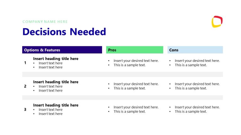 Decisions Needed - Steering Committee PowerPoint Slide - SlideModel