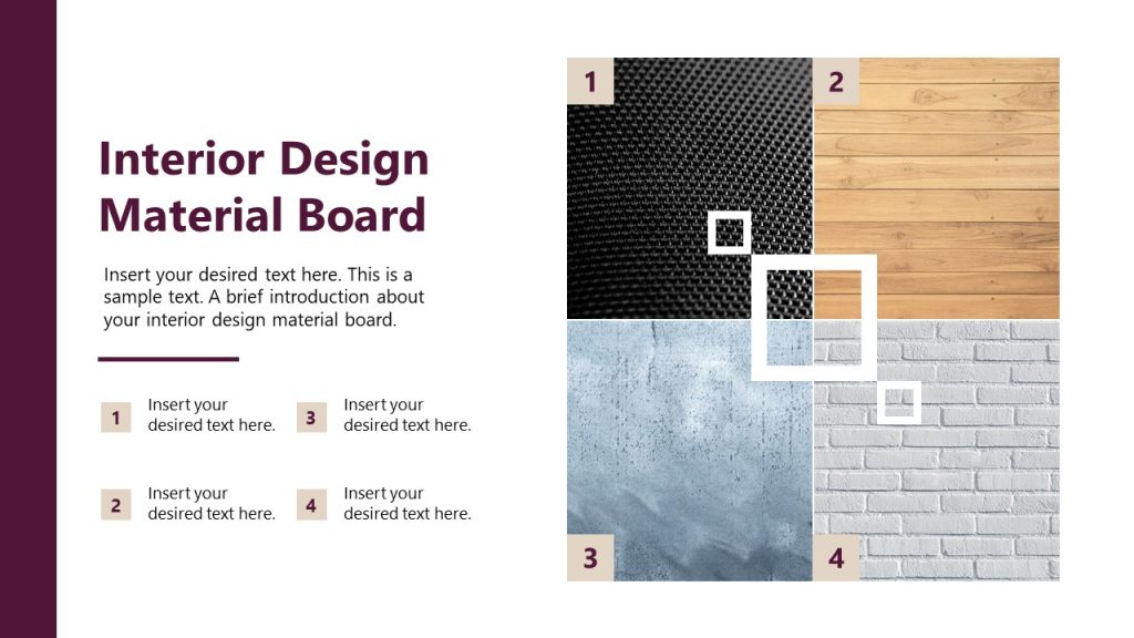 Material Board Slide - Interior Design Project PPT Template - SlideModel