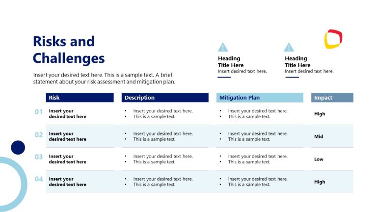Risks & Challenges Slide with Columns Design - SlideModel