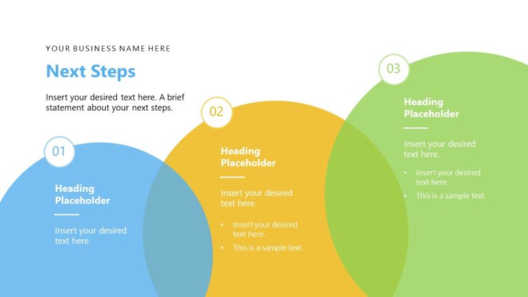 Next Steps Discussion Slide with Three Circles - SlideModel