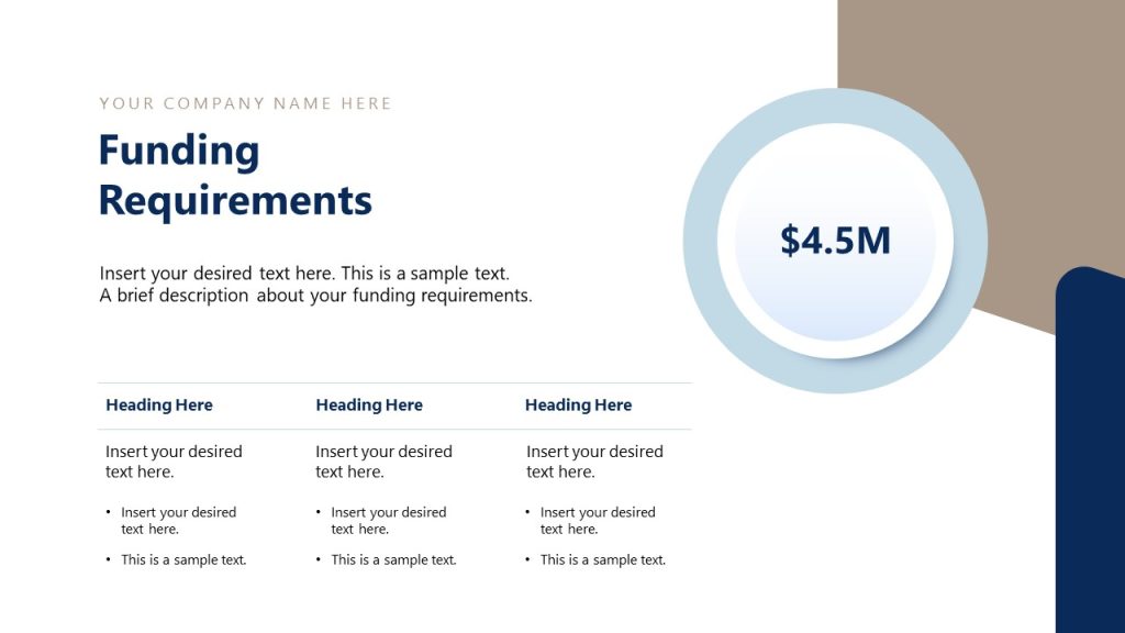 Editbale Slide with Placeholder Text for Funding Requirements - SlideModel