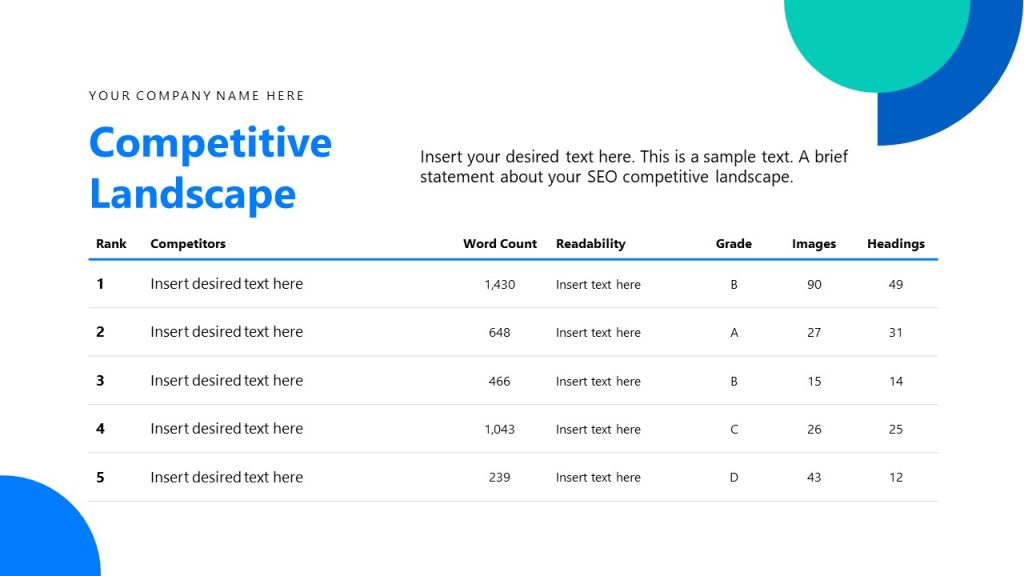 Competitive Landscape Slide with Table Rows & Columns - SlideModel
