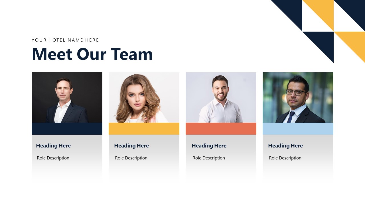 Meet Our Team Slide with Images - Hotel Overview Template - SlideModel