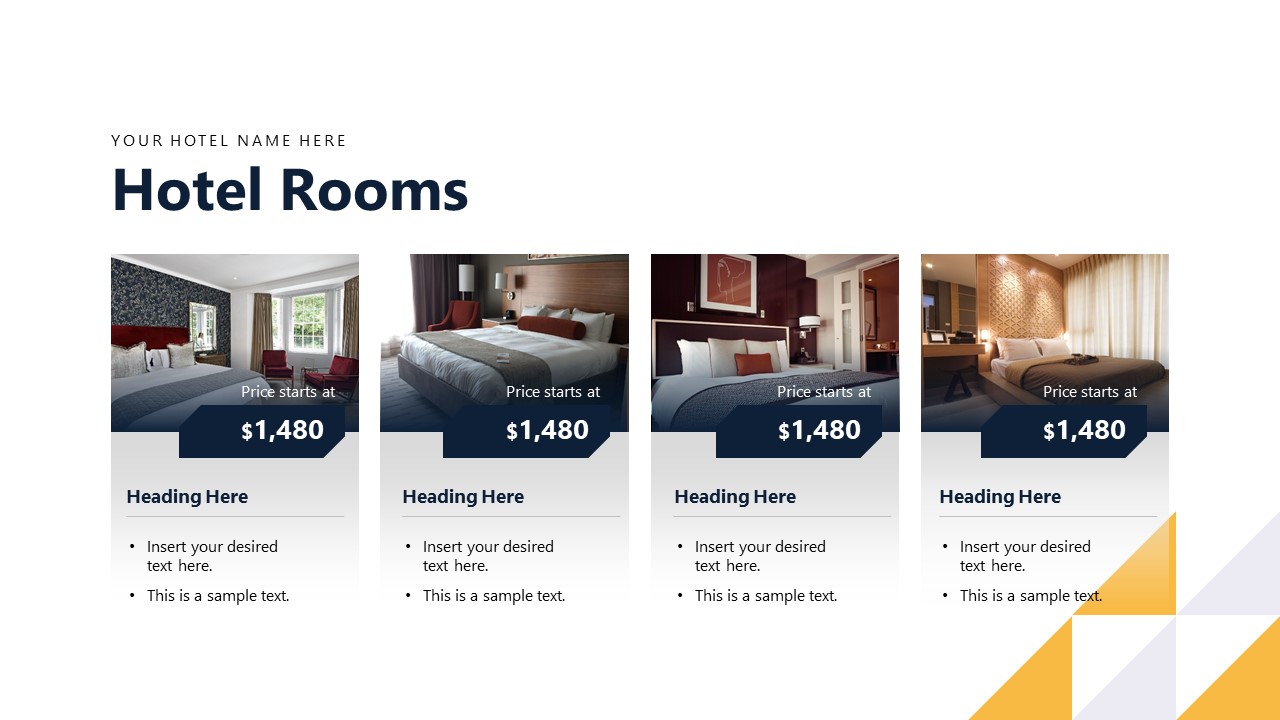 Hotel Rooms Slide - Hotel Company Overview Presentation Slide - SlideModel