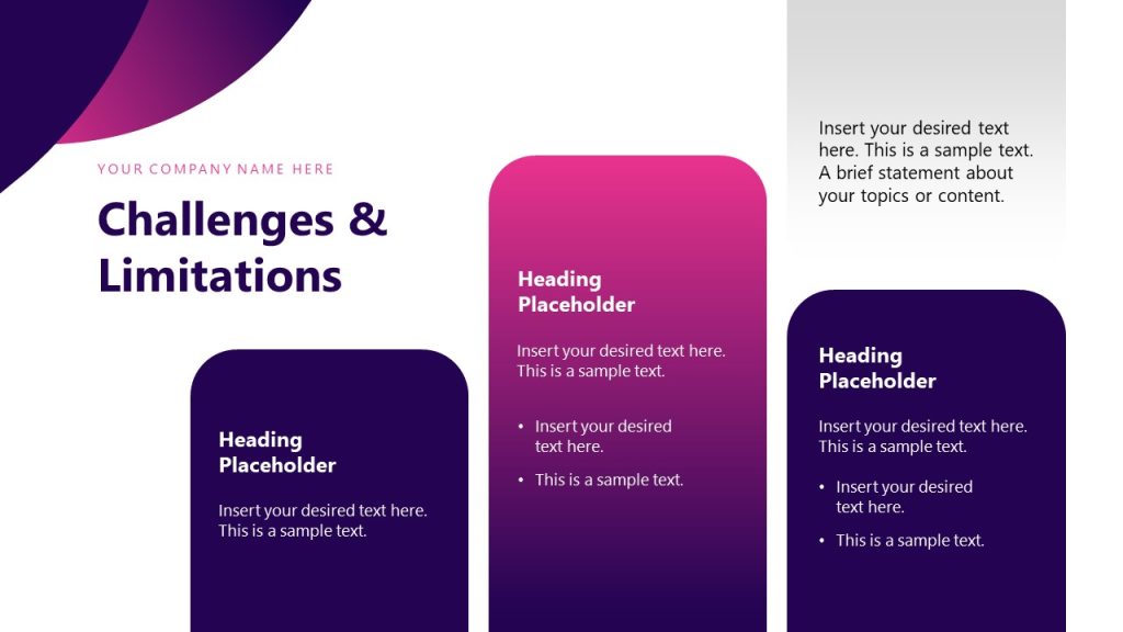 Challenges & Limitations Slide with Three Columns - SlideModel