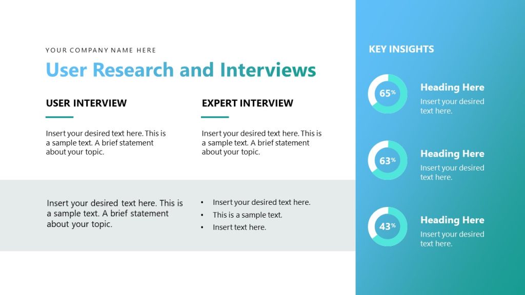 User Research & Interviews Slide - UX Design Case Study PPT Template - SlideModel