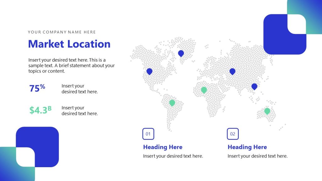Editable Market Location Map Diagram Slide - SlideModel