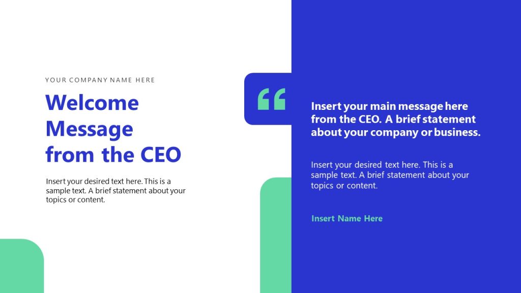 CEO Welcome Message - Business Workshop Template - SlideModel