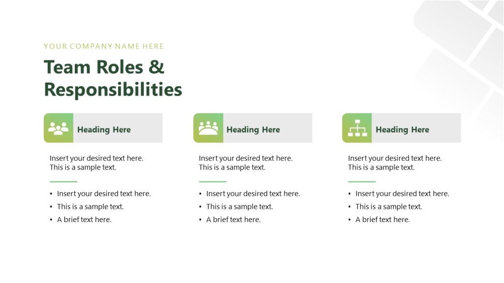 Team Roles & Responsibilities Slide with Three Columns - SlideModel