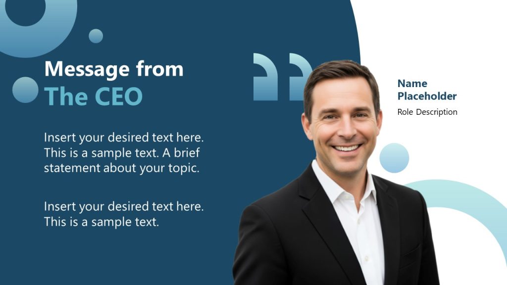 Message from CEO - Circles Company Profile Template - SlideModel