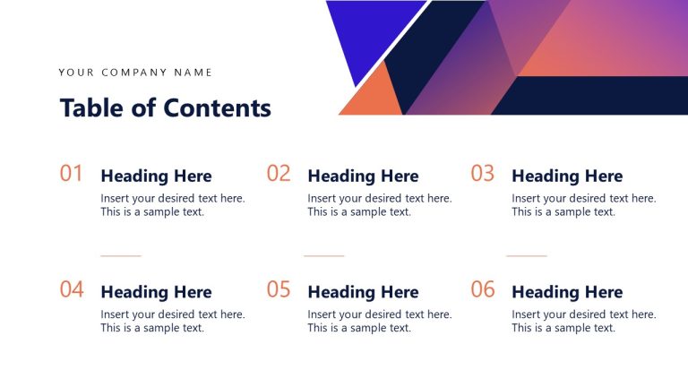 Editable Table of Contents Slide with Placeholder Text - SlideModel