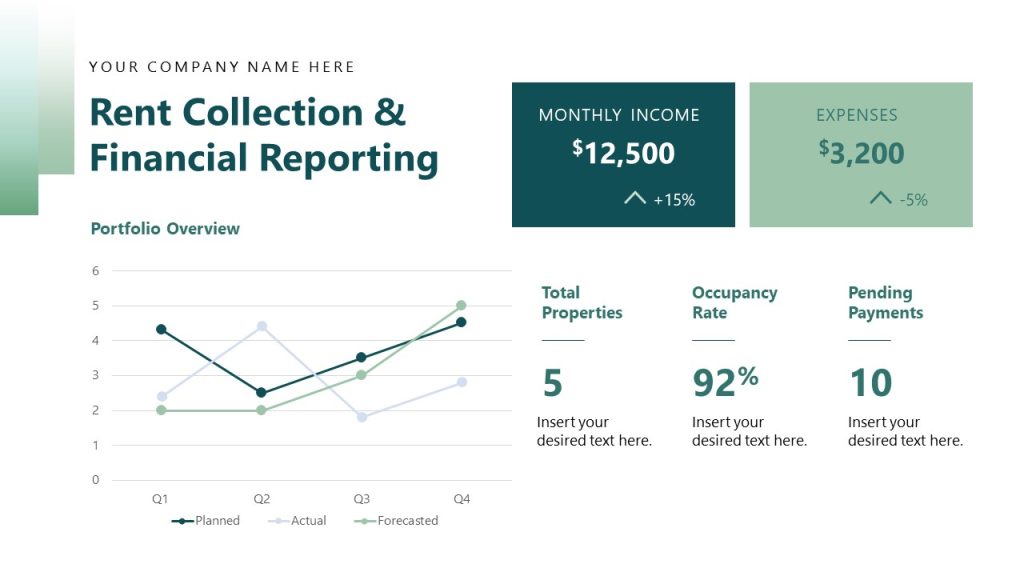 Rent Collection & Financial Reporting Presentation with Line Chart ...