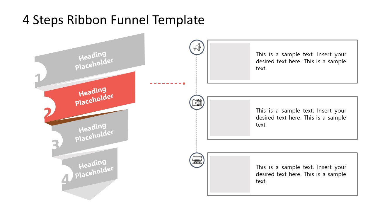 4 Steps Rectangle Ribbon Funnel Diagram - SlideModel