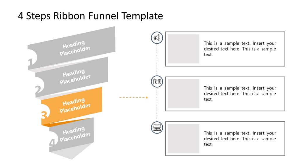 Ribbon Funnel Diagram Step 3 Template - SlideModel