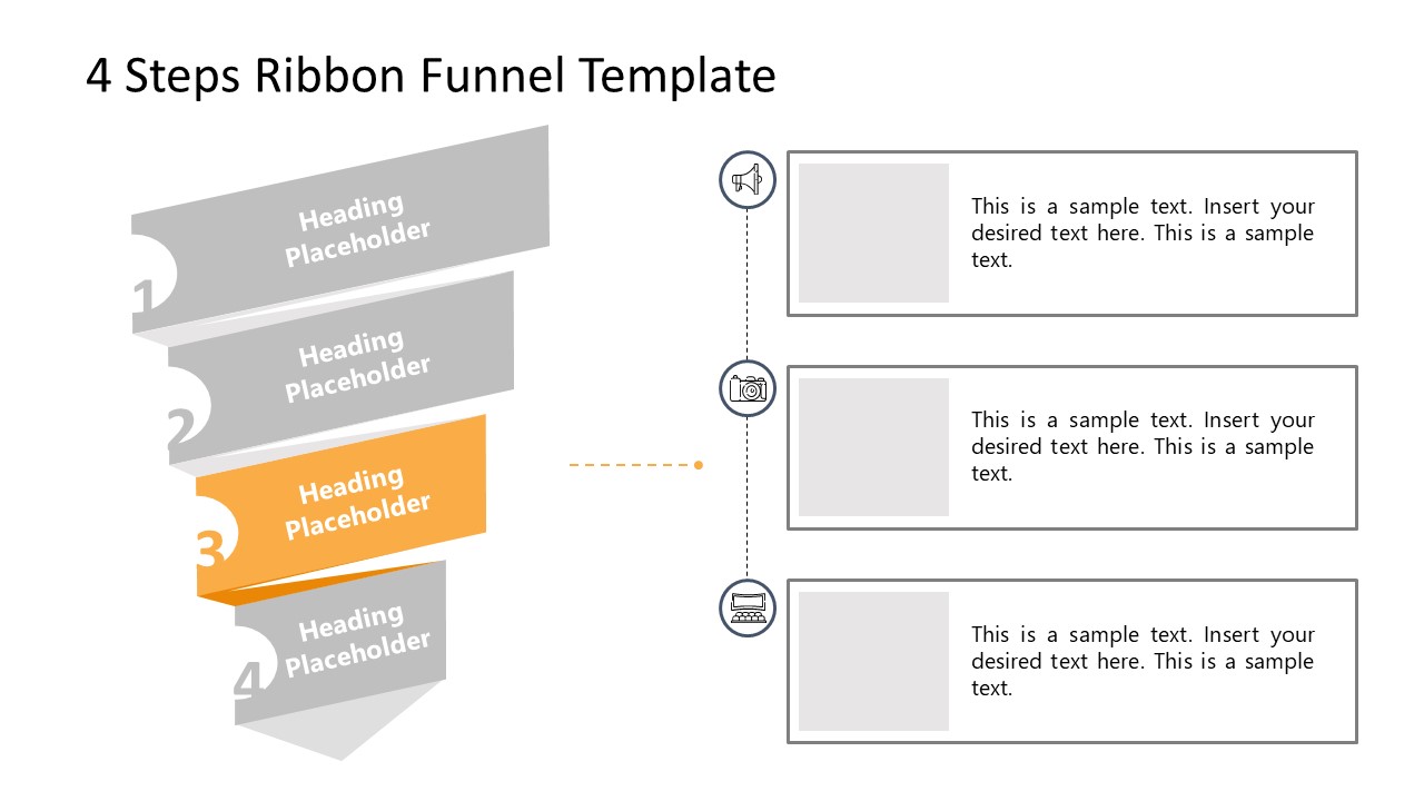 4 Steps Rectangle Ribbon Funnel Diagram - SlideModel