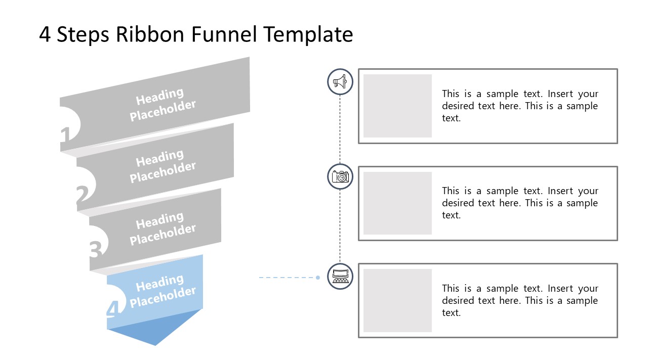 4 Steps Rectangle Ribbon Funnel Diagram - SlideModel