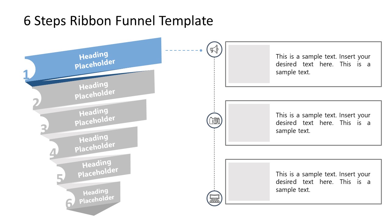6 Steps Ribbons Funnel Diagrams - SlideModel